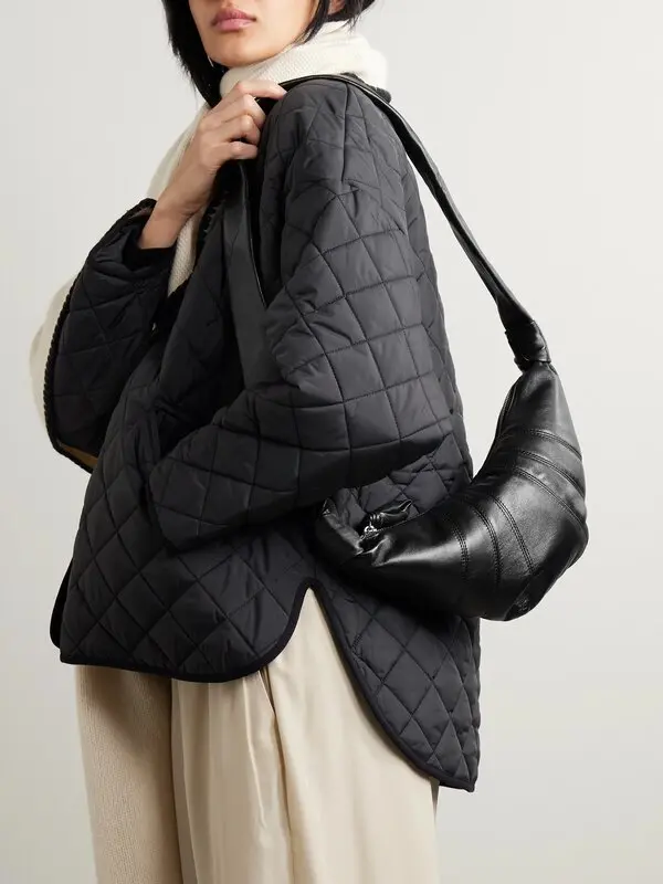 LEMAIRE Croissant Small Paneled Leather Shoulder Bag - Black