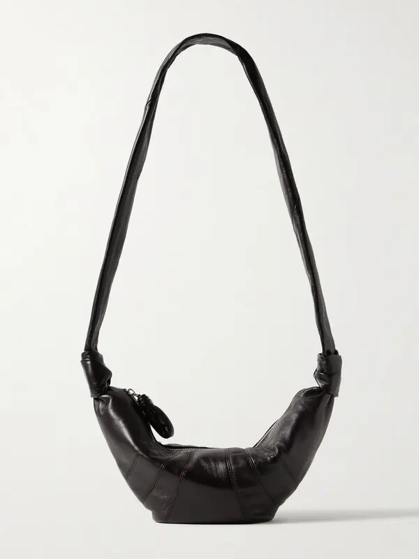 LEMAIRE Croissant Small Paneled Leather Shoulder Bag - Brown