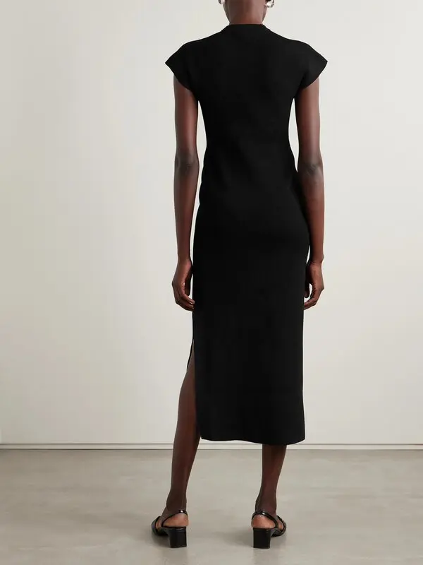 Fforme Saiba Ribbed-knit Midi Dress - Black