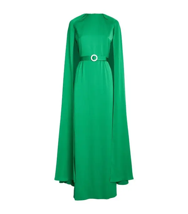 edeline lee green dress Edeline Lee Mercury Cape Gown In Green - 50% Off