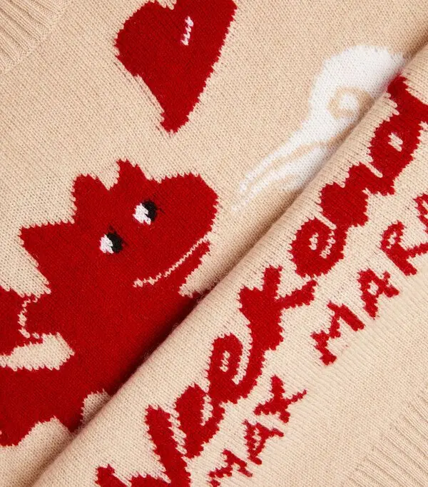 Weekend Max Mara ドラゴン刺繍セーター Max Mara Cashmere Dragon-Motif Sweater In Beige - 30% Off