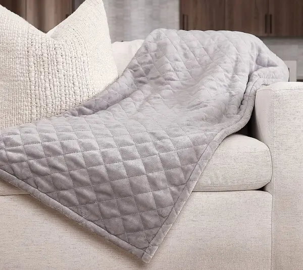 SUNBEAM Quilted Nordic Velvet Reverse Sherpa He Ated Throw - One-color