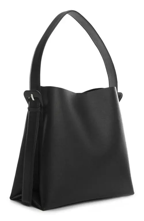 Mango Buckle Detail Faux Leather Shopper