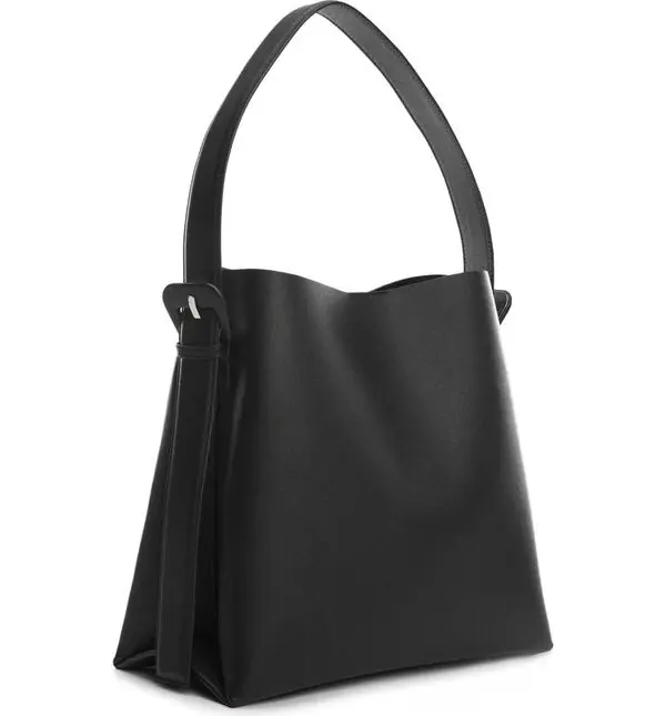 Mango Buckle Detail Faux Leather Shopper