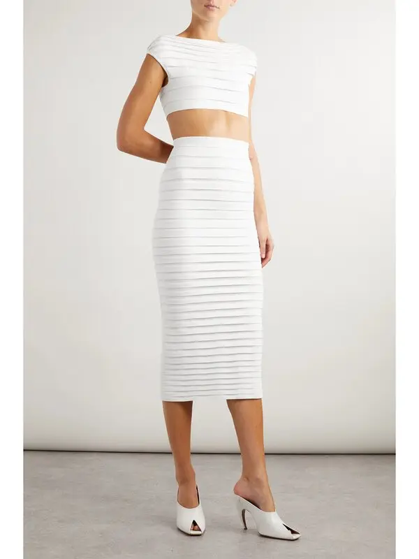 Alaïa Layered Stretch-knit Midi Skirt