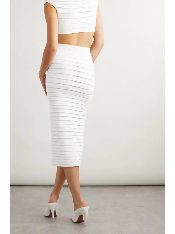 Alaïa Layered Stretch-knit Midi Skirt