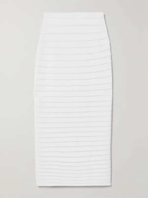Alaïa Layered Stretch-knit Midi Skirt