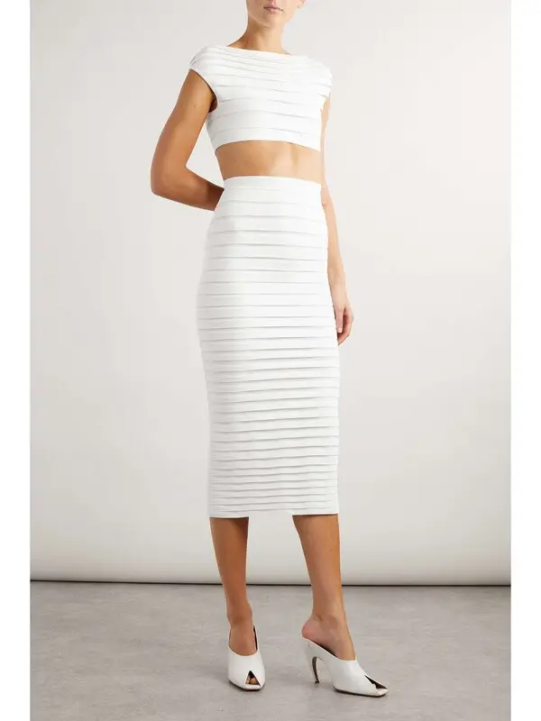 Alaïa Layered Stretch-knit Midi Skirt