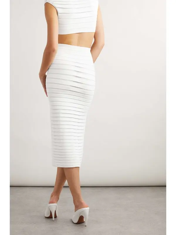 Alaïa Layered Stretch-knit Midi Skirt
