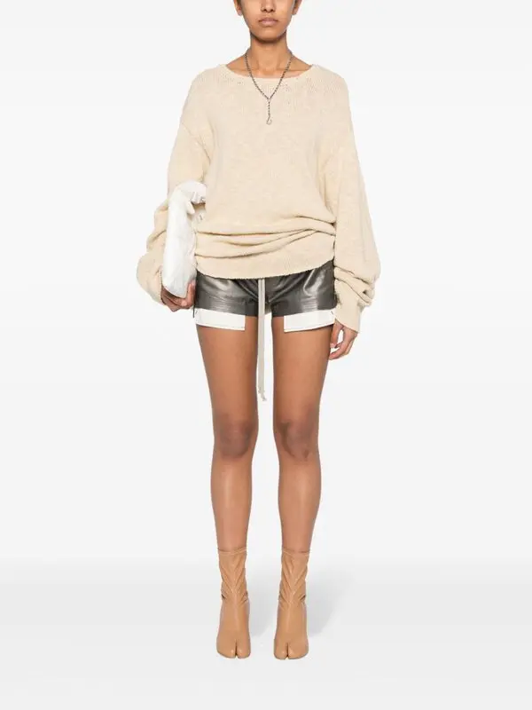 Rick Owens Fog Boxers Leather Shorts In Grey - 42% Off | Editorialist
