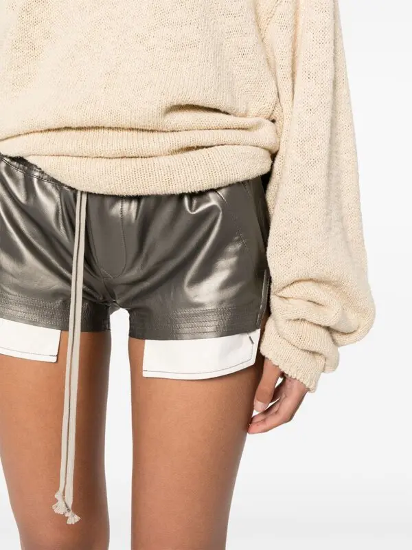 Rick Owens Fog Boxers Leather Shorts In Grey - 42% Off | Editorialist