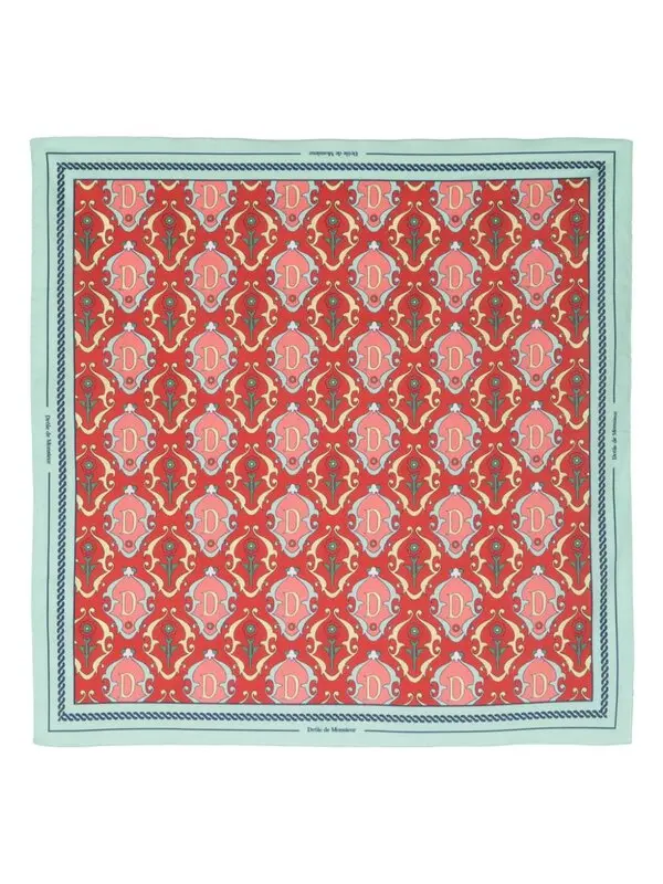 Drole De Monsieur Graphic-print Cotton Scarf - Red
