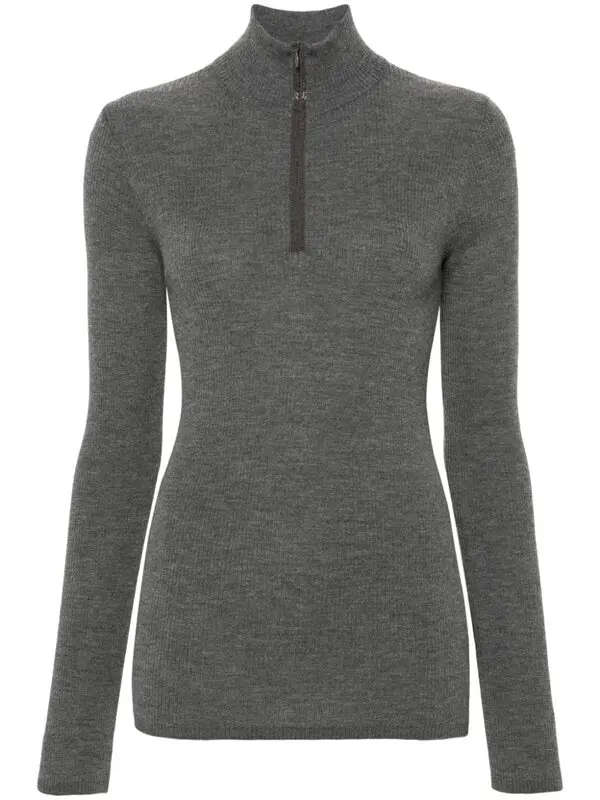 Brunello Cucinelli Monili Detail High Neck Jumper - Grey