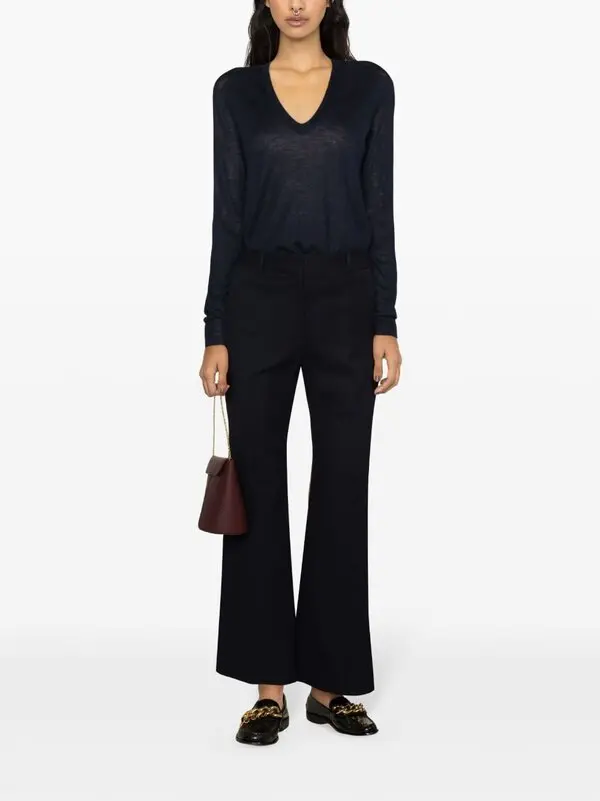 JOSEPH Tafira Mid-rise Flared Trousers - Blue