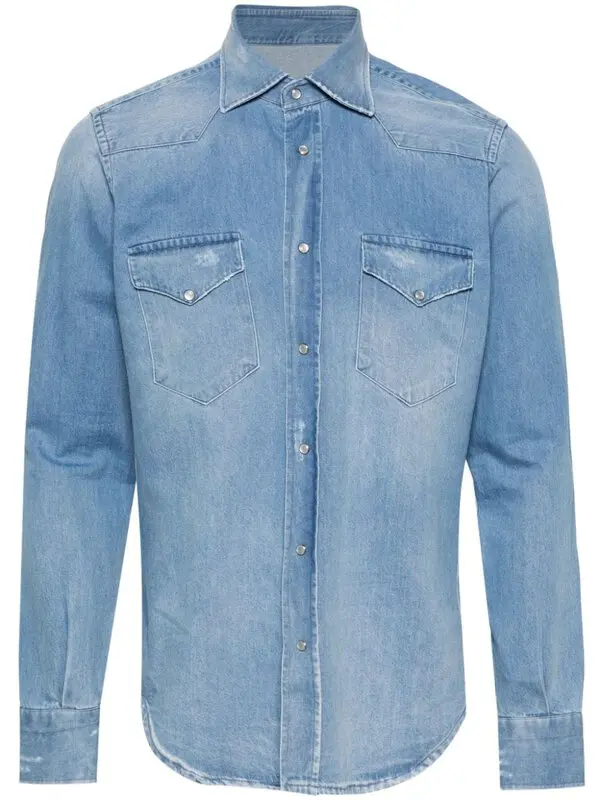 SARTORIO NAPOLI Panelled Denim Shirt - Blue
