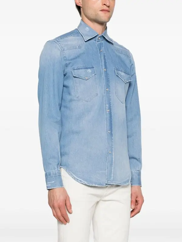SARTORIO NAPOLI Panelled Denim Shirt - Blue