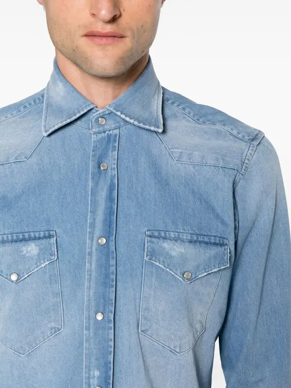 SARTORIO NAPOLI Panelled Denim Shirt - Blue