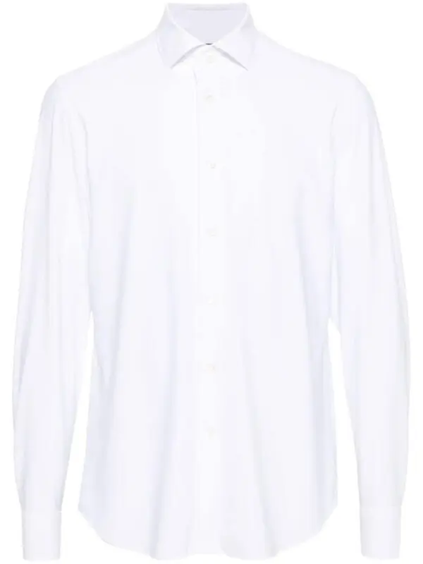 Corneliani Spread-collar Stretch-jersey Shirt - White