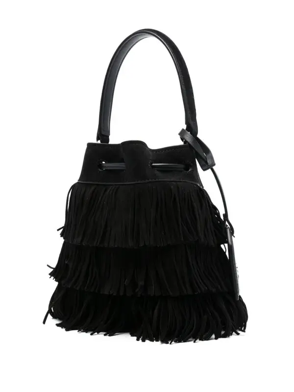 Stuart Weitzman Rae Fringed Suede Mini Bag In Black 59% Off