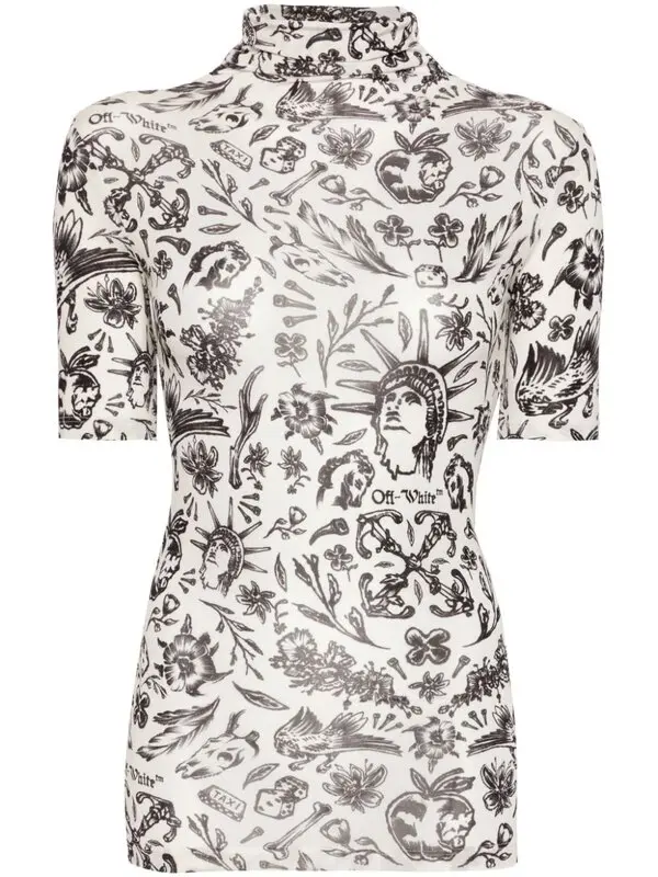 Off-White Tattoo Tulle Blouse