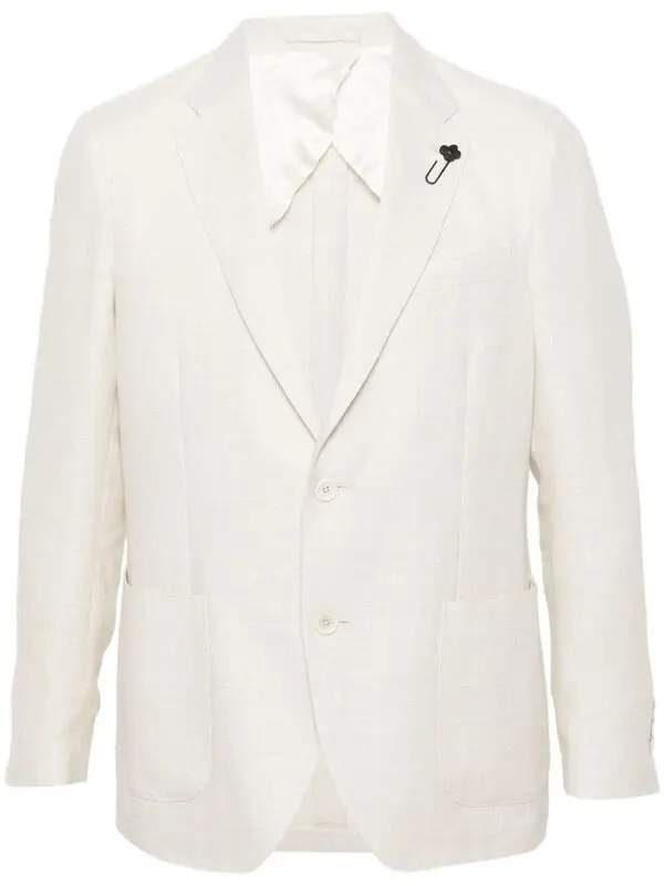 LARDINI Basket-weave Single-breasted Blazer - Neutrals