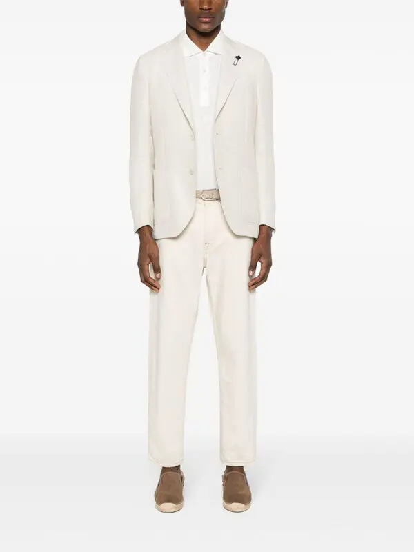 LARDINI Basket-weave Single-breasted Blazer - Neutrals