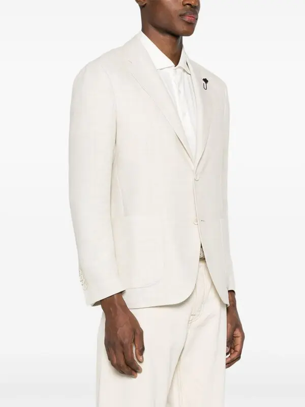 LARDINI Basket-weave Single-breasted Blazer - Neutrals