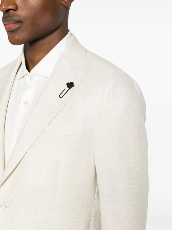 LARDINI Basket-weave Single-breasted Blazer - Neutrals