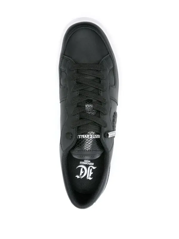 Just Cavalli Logo-patch Leather Sneakers - Black