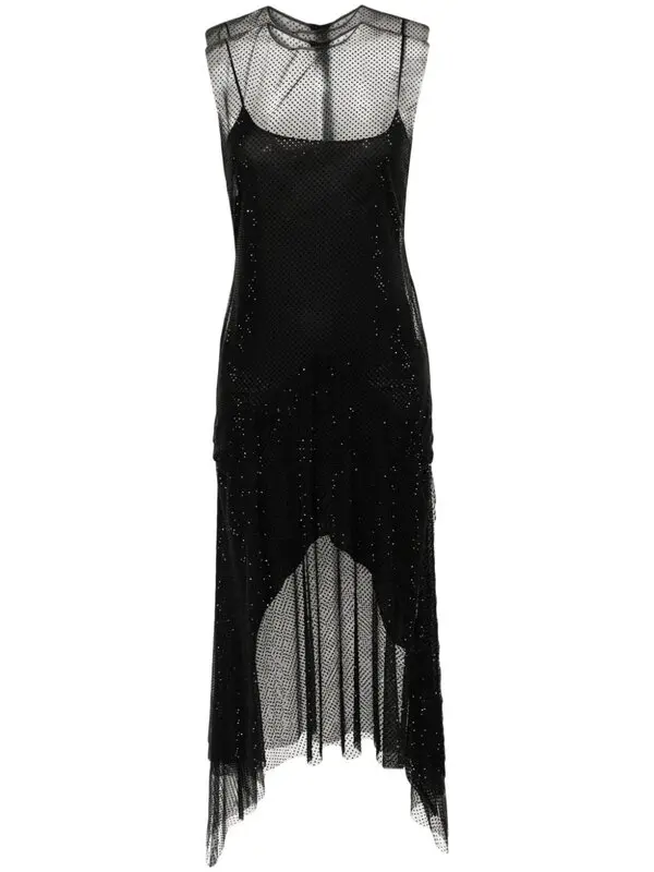 Philosophy Di Lorenzo Serafini Rhinestone-embellished Midi Dress - Black