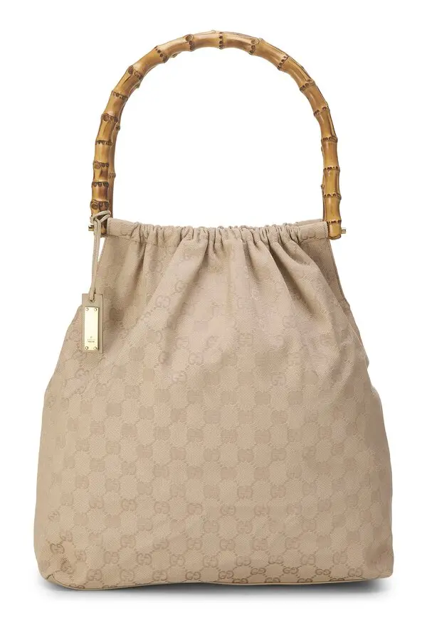 Gucci Original Gg Canvas Bamboo Tote Bag