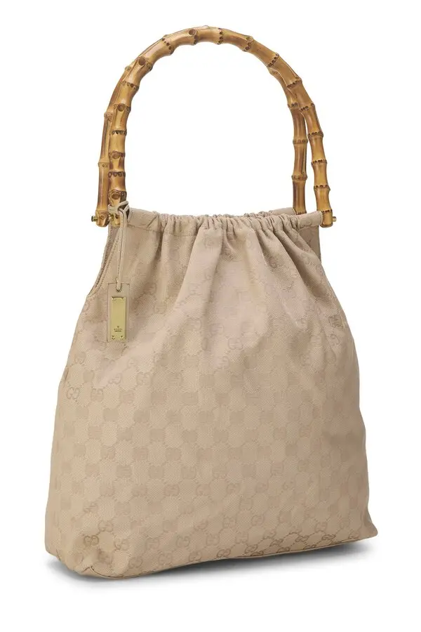 Gucci Original Gg Canvas Bamboo Tote Bag