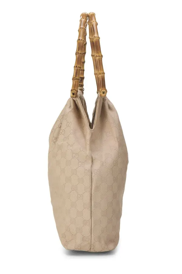 Gucci Original Gg Canvas Bamboo Tote Bag