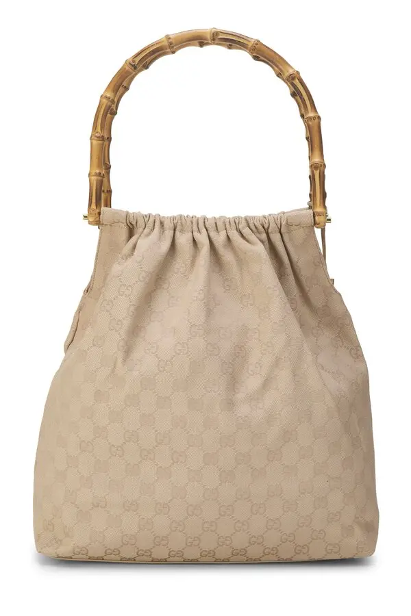 Gucci Original Gg Canvas Bamboo Tote Bag