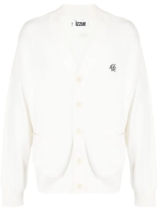 Izzue Logo-embroidered Cotton Cardigan - White
