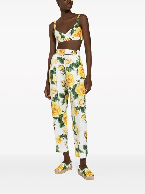 Dolce & Gabbana Floral-print Tapered Trousers