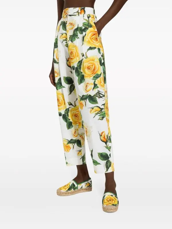 Dolce & Gabbana Floral-print Tapered Trousers