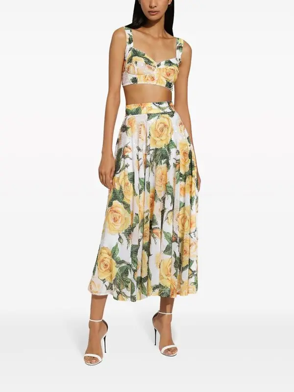 Dolce & Gabbana Rose-print Sequin-embellished Corset Top