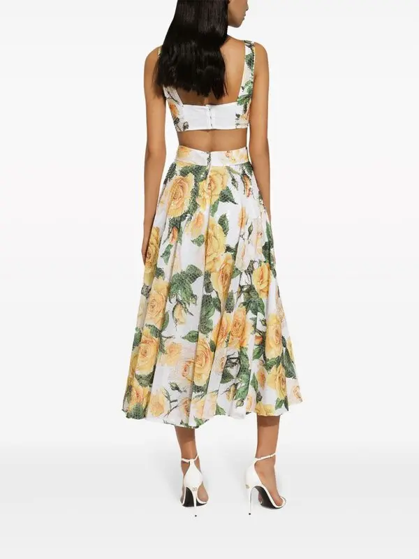 Dolce & Gabbana Rose-print Sequin-embellished Corset Top