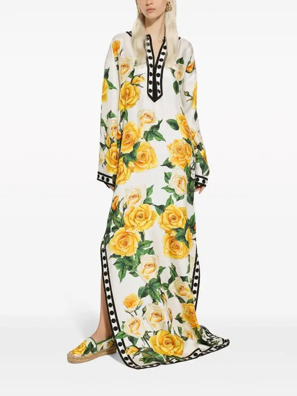 Dolce & Gabbana Rose-print Silk Maxi Dress
