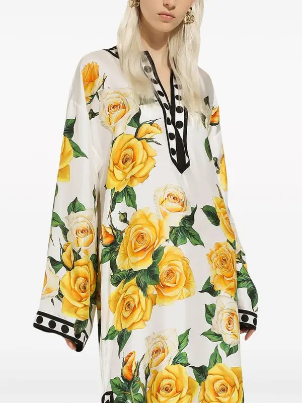 Dolce & Gabbana Rose-print Silk Maxi Dress