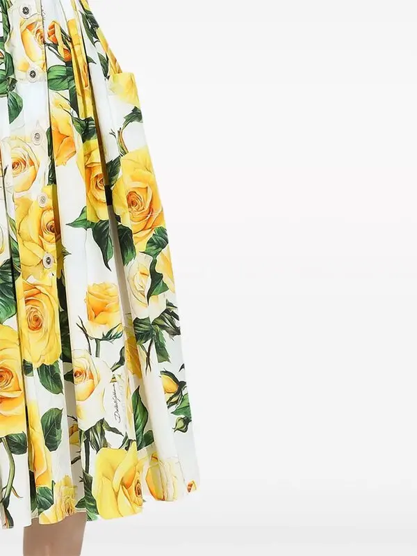 Dolce & Gabbana Rose-print Cotton Midi Dress