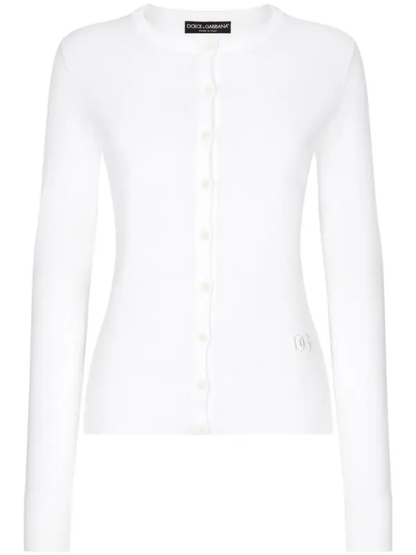 Dolce & Gabbana Embroidered Fine-knit Cardigan - White