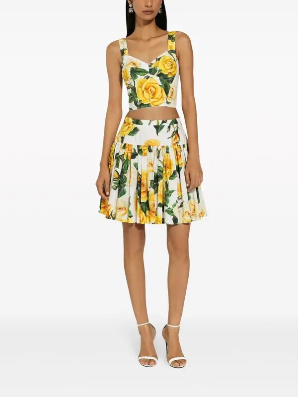 Dolce & Gabbana Rose-print Corset Top - White