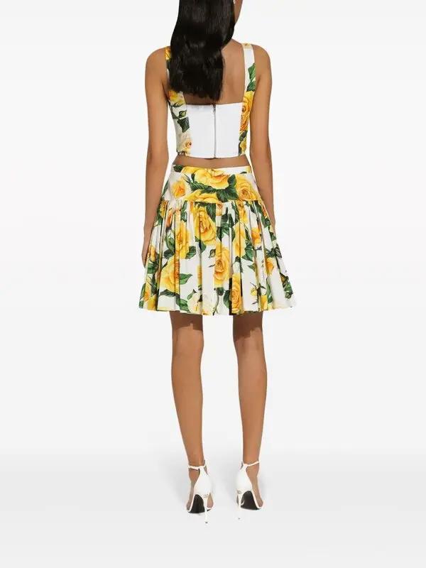 Dolce & Gabbana Rose-print Corset Top - White