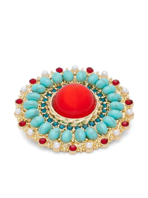 HZMER JEWELLERY Stone-embellished Starburst Brooch - Gold