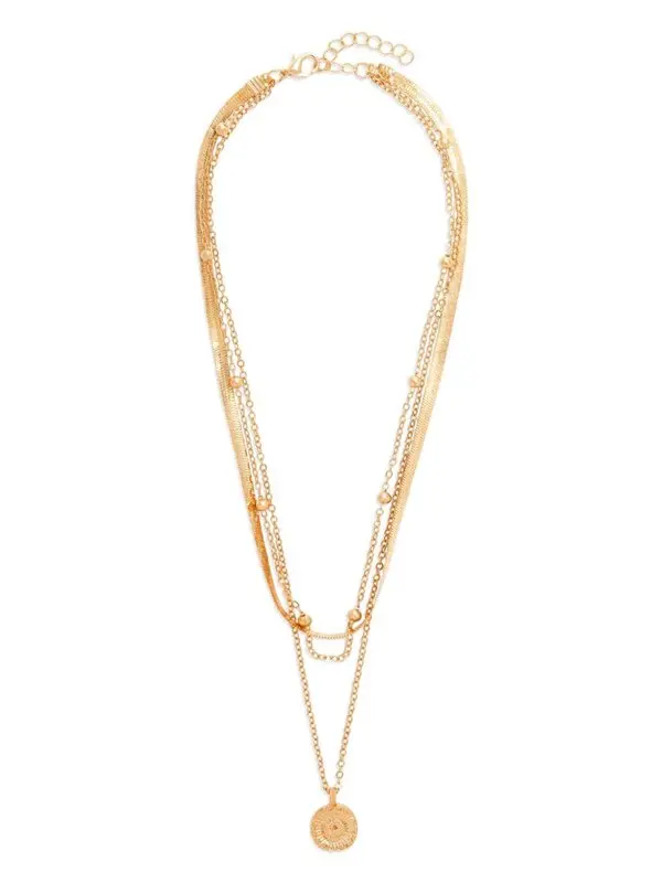 HZMER JEWELLERY Layered Sun Pendant Necklace - Gold