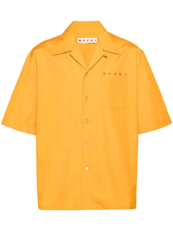 Marni Logo-print Poplin Shirt - Orange