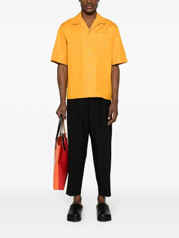 Marni Logo-print Poplin Shirt - Orange