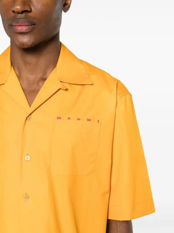 Marni Logo-print Poplin Shirt - Orange